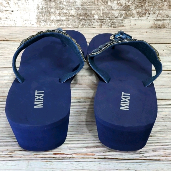 Mixit | Shoes | Mixit Navy Blue Glam Rhinestone Platform Sandals | Poshmark